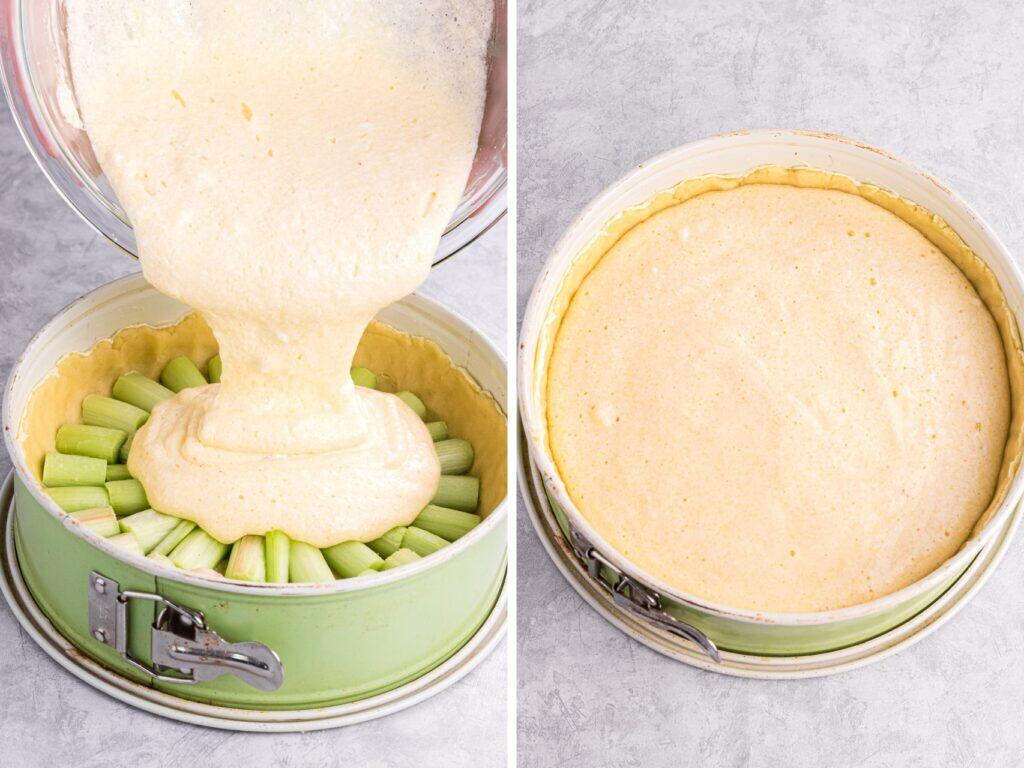 Fresh Rhubarb Cake with Almond Topping | Debbie's Kitchen Corner