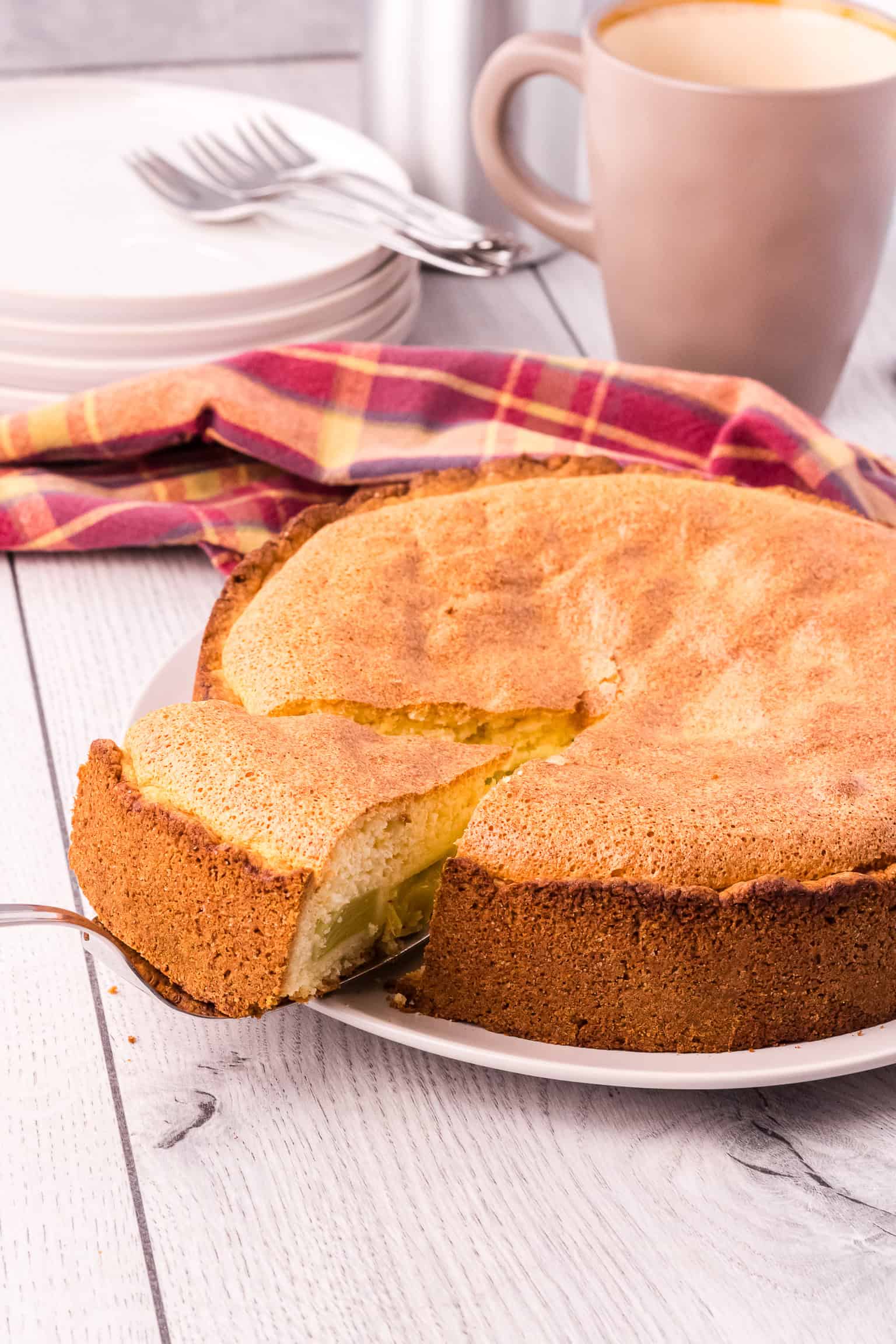 Fresh Rhubarb Cake with Almond Topping | Debbie's Kitchen Corner